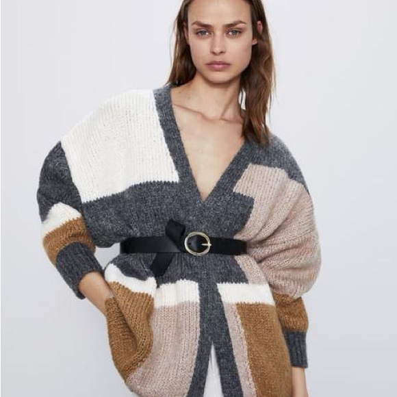 Zara | Sweaters | Nwot Zara Color Block Striped Cardigan Sweater | Poshmark